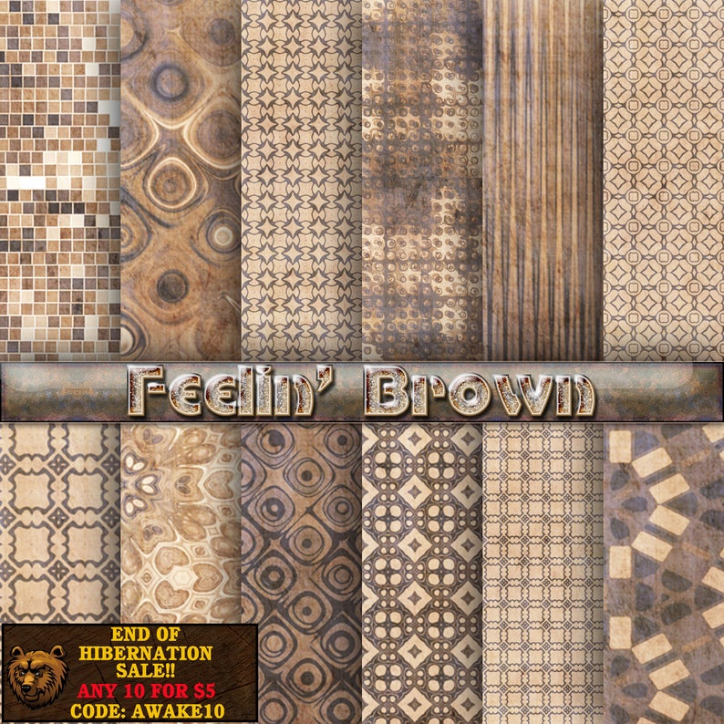 Brown Digital Paper, Brown Scrapbook Paper, Brown Background, Digital ...