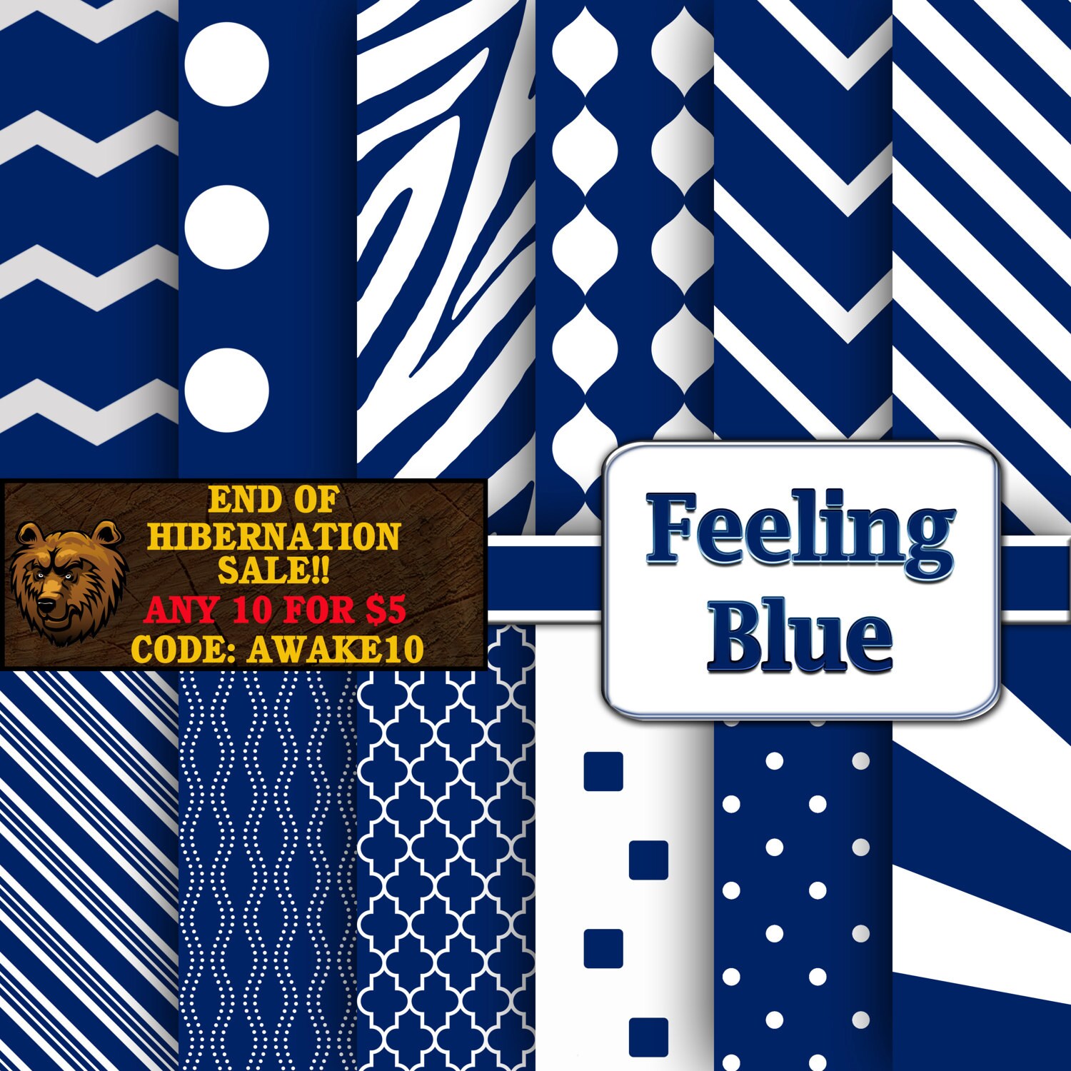 Blue Digital Paper Blue Scrapbook Paper Blue Background - Etsy