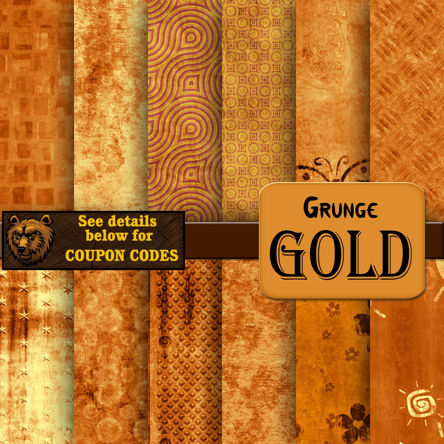 Gold Digital Paper, Grunge, Background, Scrapbook - Etsy