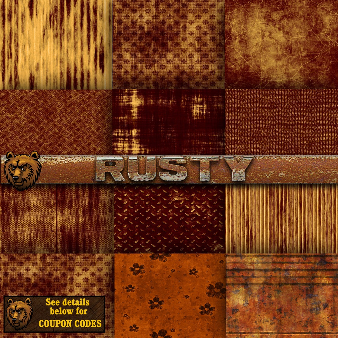 Rusty Digital Paper, Texture Digital Paper, Background, Scrapbook Paper ...