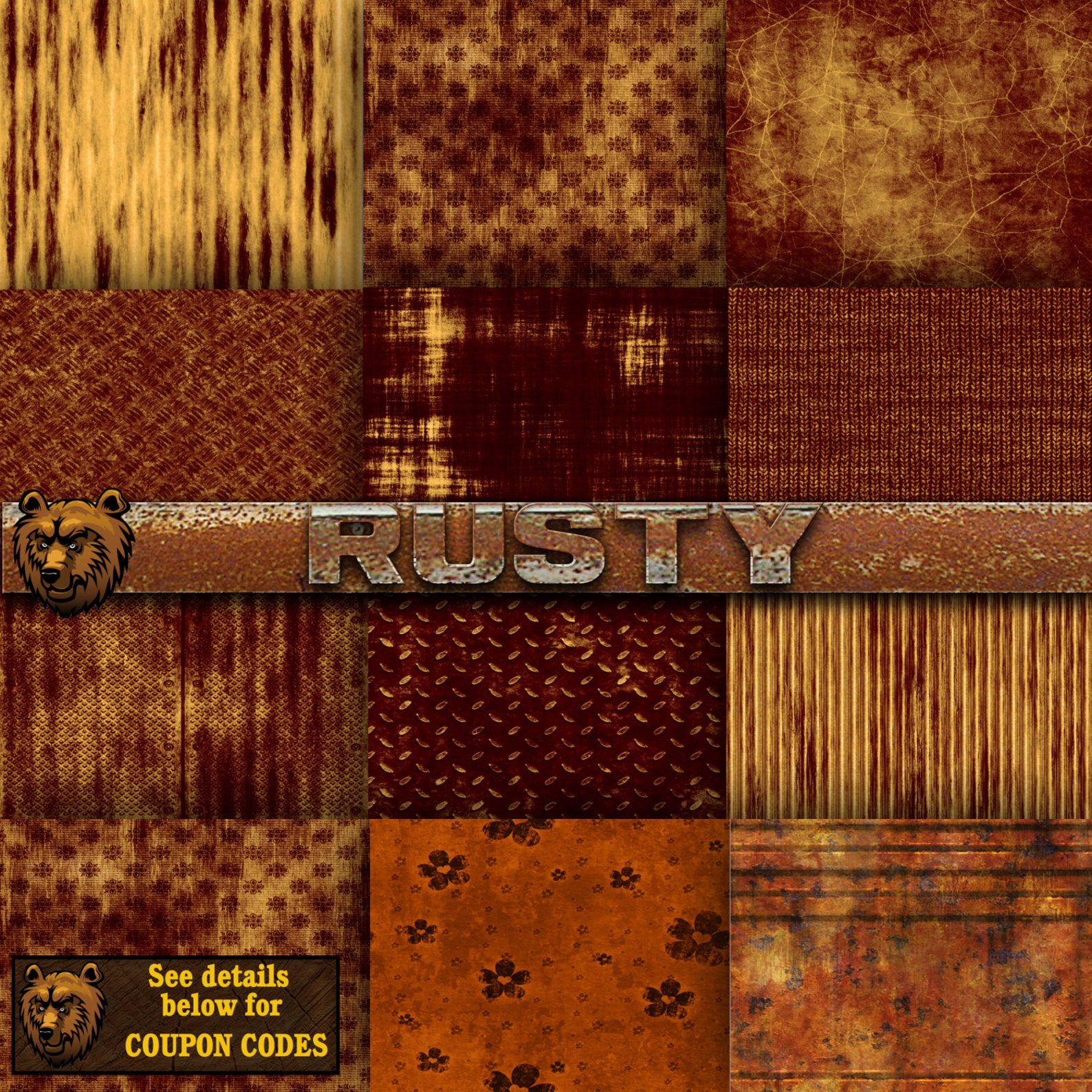 Rusty Digital Paper, Texture Digital Paper, Background, Scrapbook Paper ...
