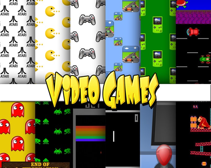 Video Games Digital Paper, Background, Scrapbook - Etsy
