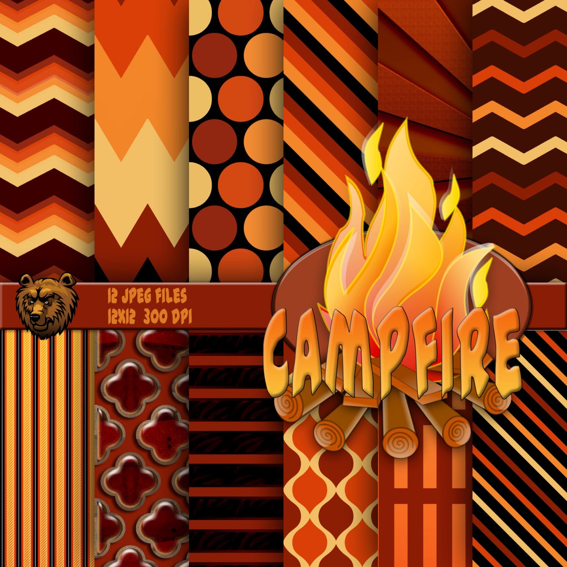 Fire Digital Paper Fire Background Fire Scrapbook Fire | Etsy