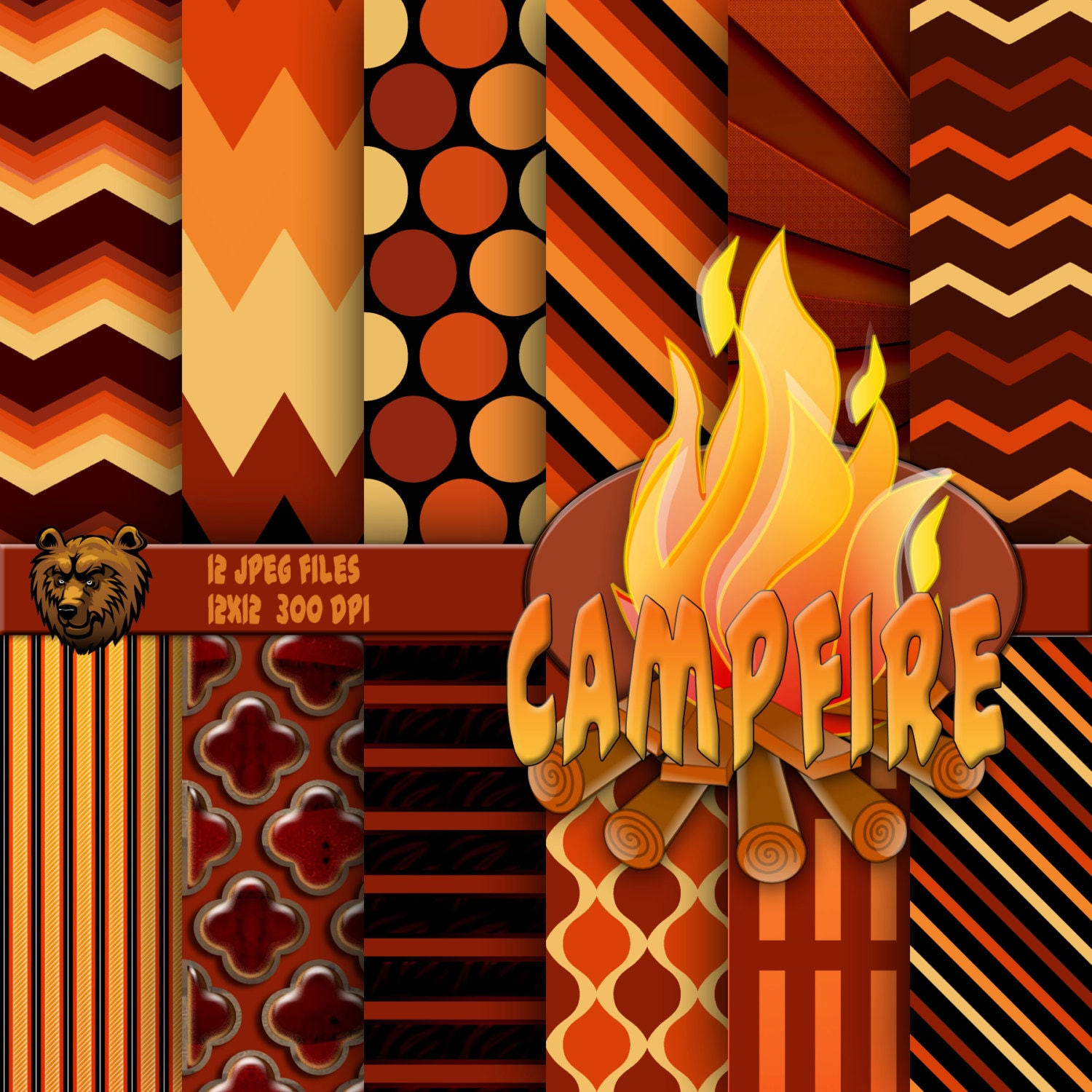 Fire Digital Paper, Fire Background, Fire Scrapbook, Fire Scrapbook ...