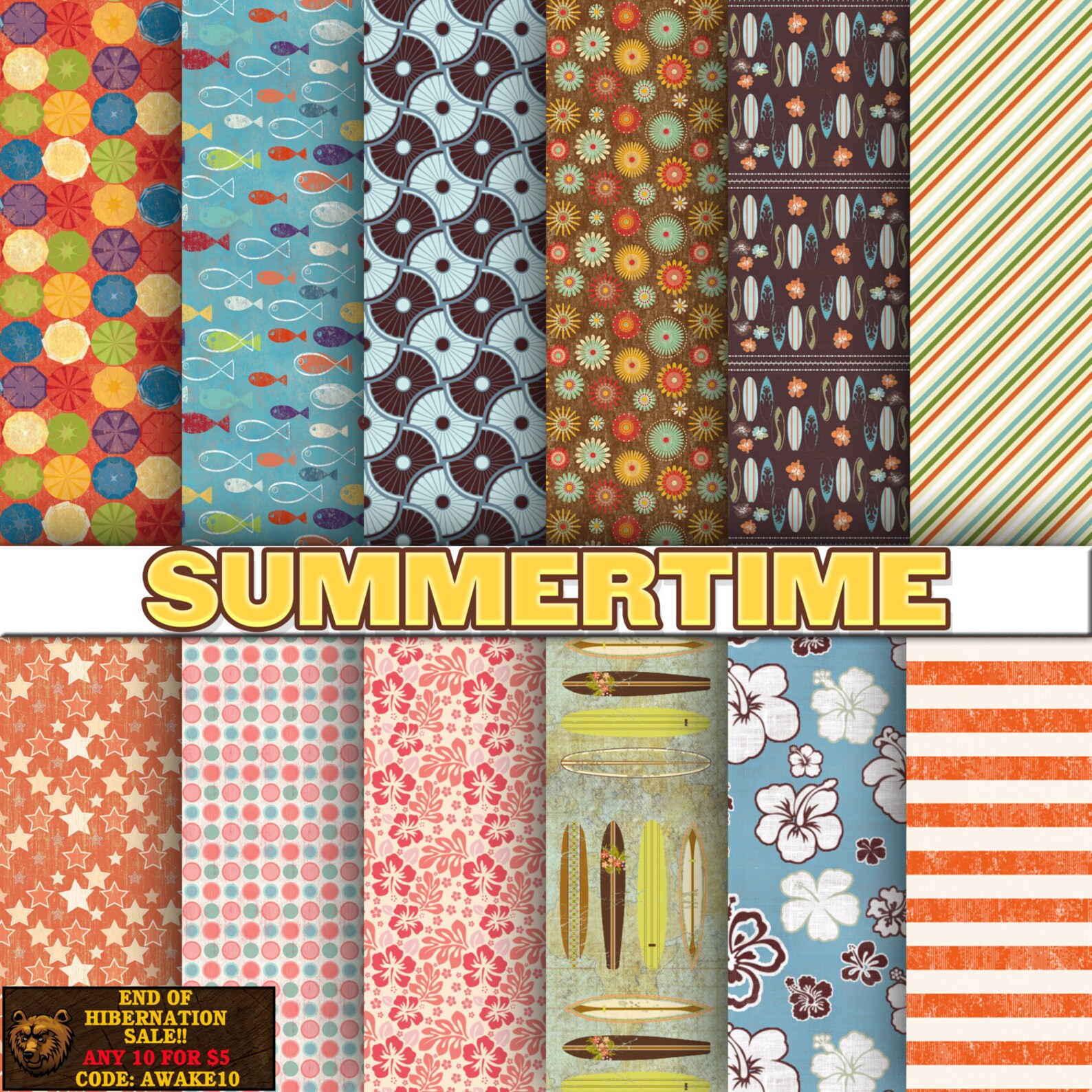 Summer Digital Paper, Scrapbook, Background Paper - Etsy