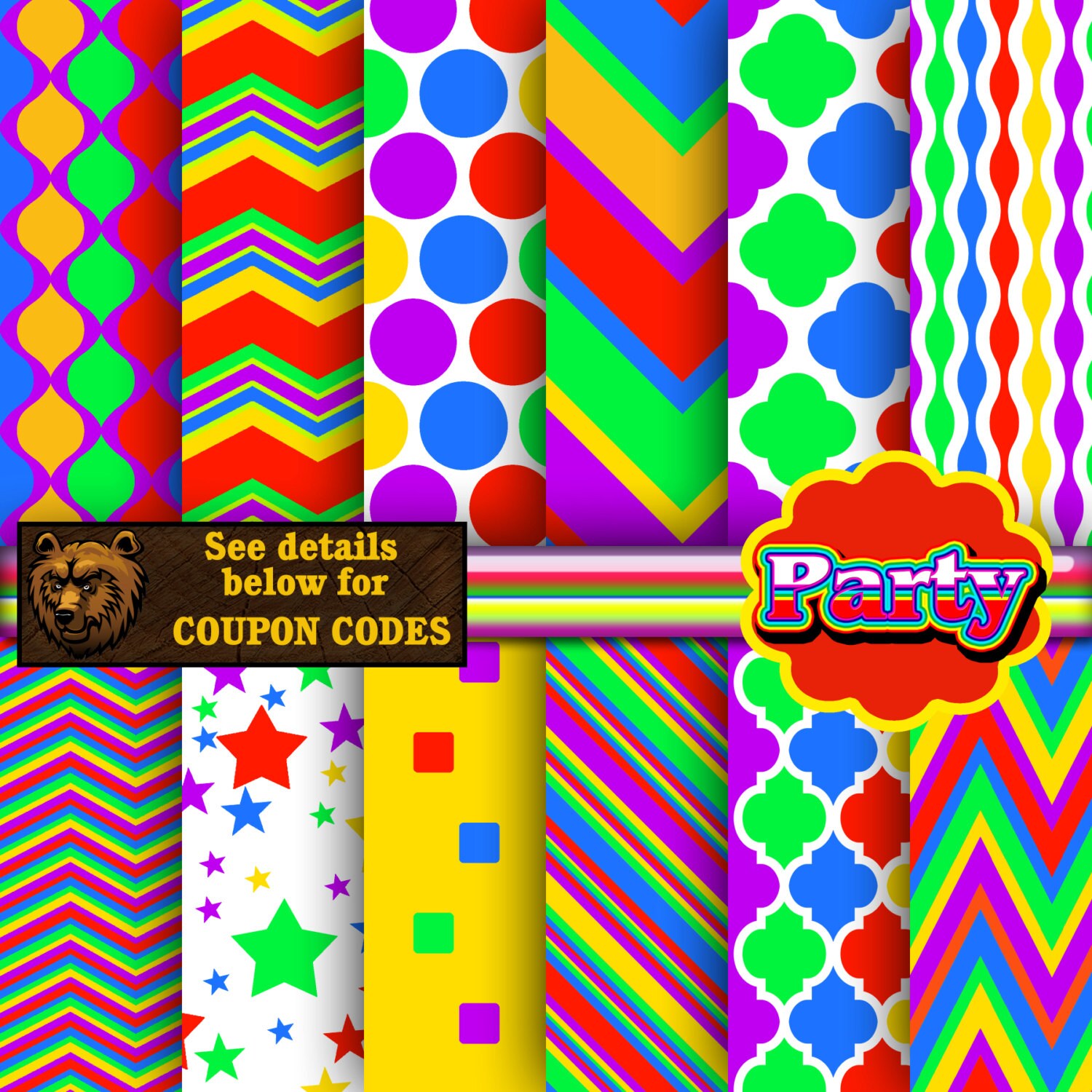 Party Digital Paper, Party Scrapbook Paper, Party Background, Party ...