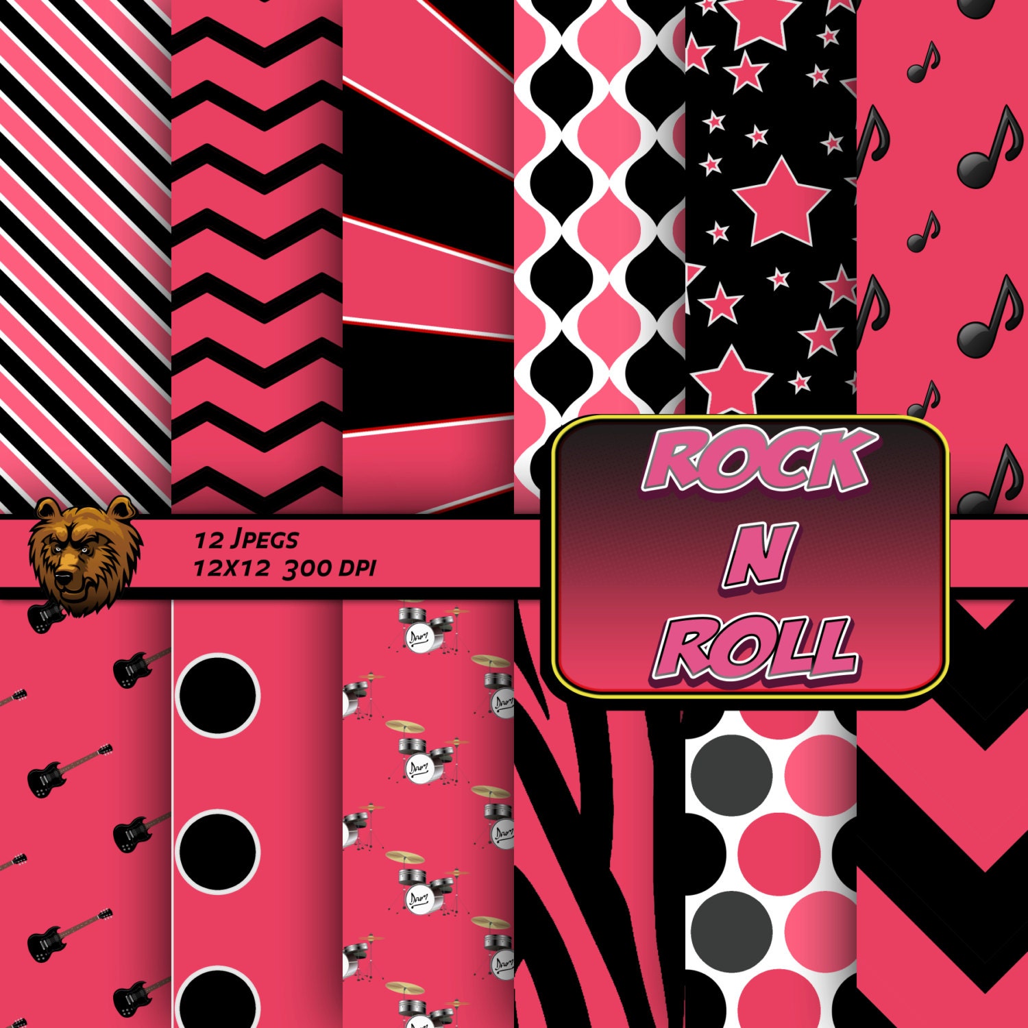 Music Digital Paper, Music Background, Music Scrapbook Paper - Etsy