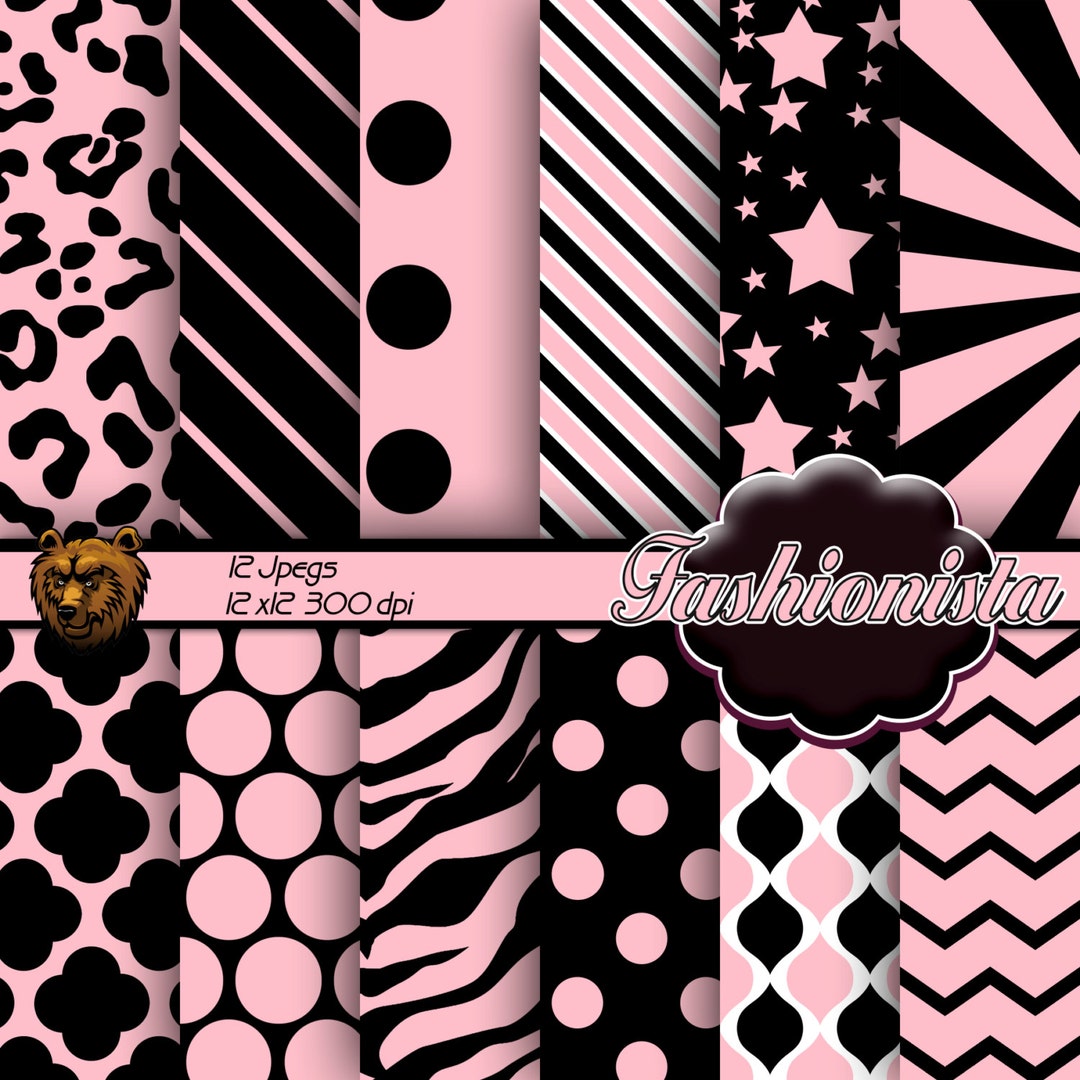 Pink and Black Digital Paper, Pink and Black Background, Pink and Black ...