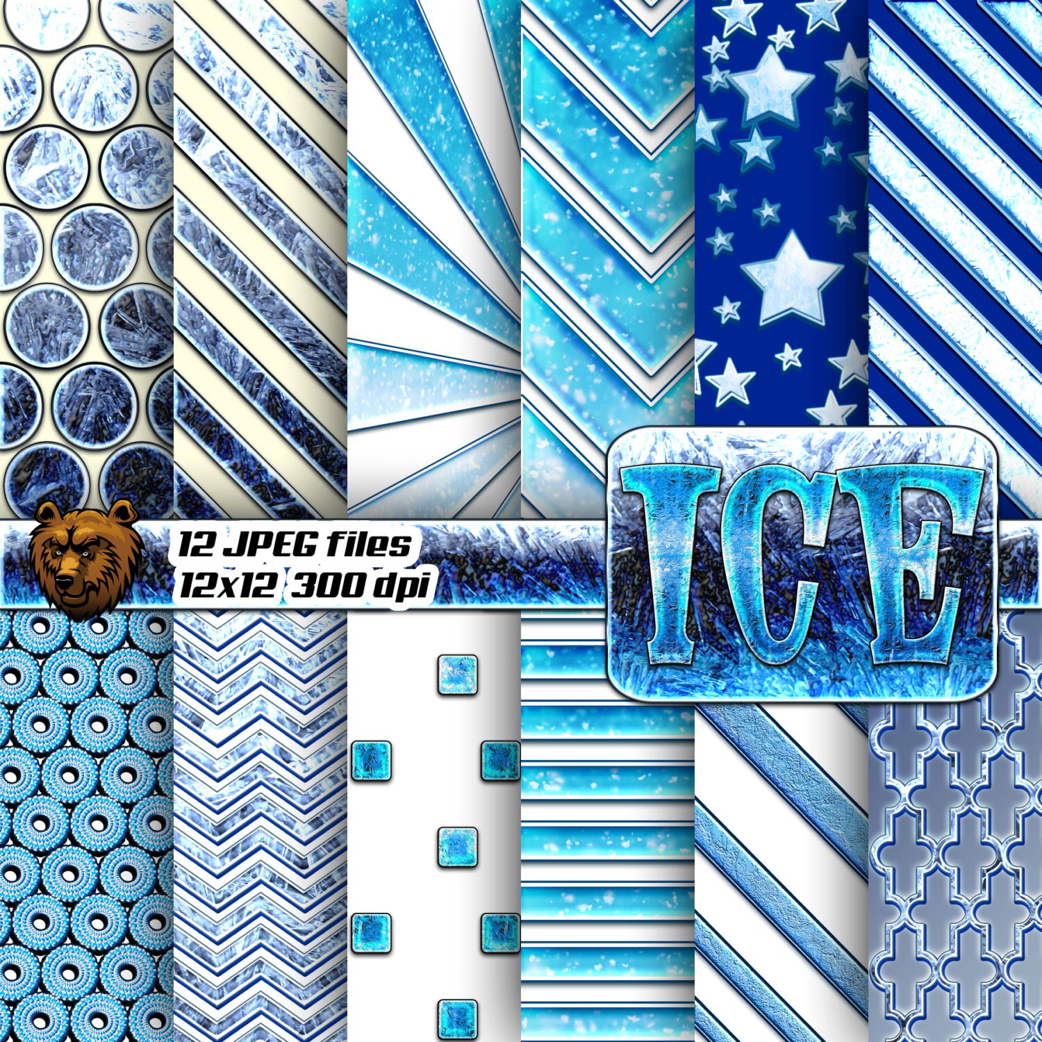 Ice Digital Paper Ice Background Ice Scrapbook Paper - Etsy