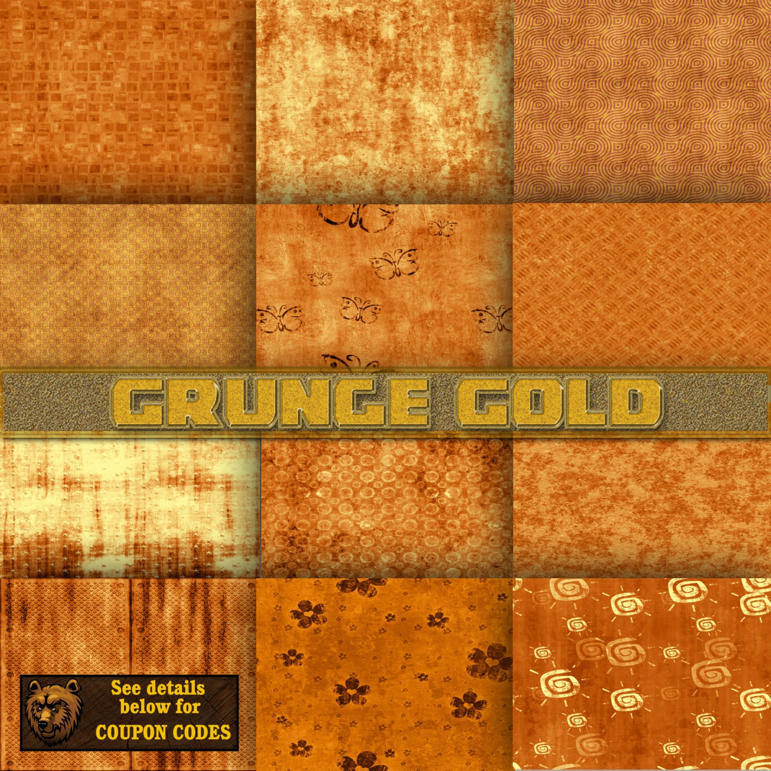 Gold Digital Paper, Grunge, Background, Scrapbook - Etsy