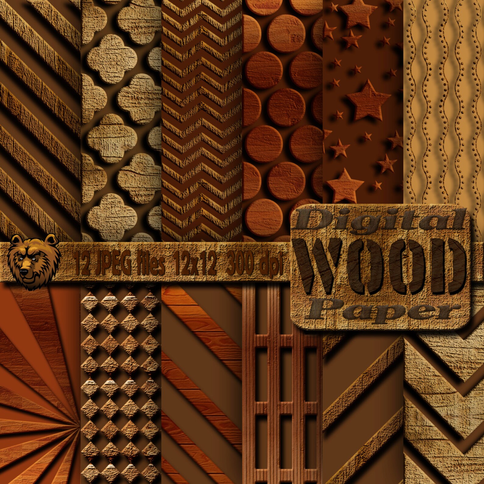 Wood Digital Paper, Wood Background, Wood Scrapbook Paper, Wood Digital ...