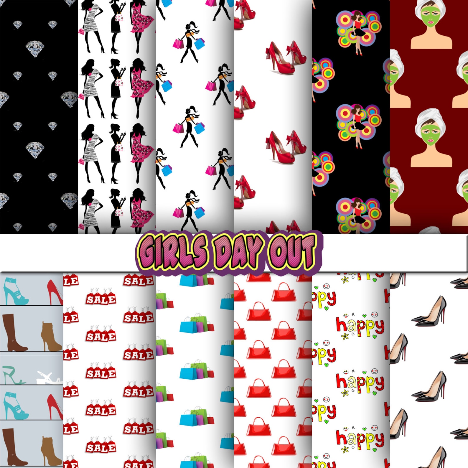 Girls Day Digital Paper, Background, Scrapbook - Etsy