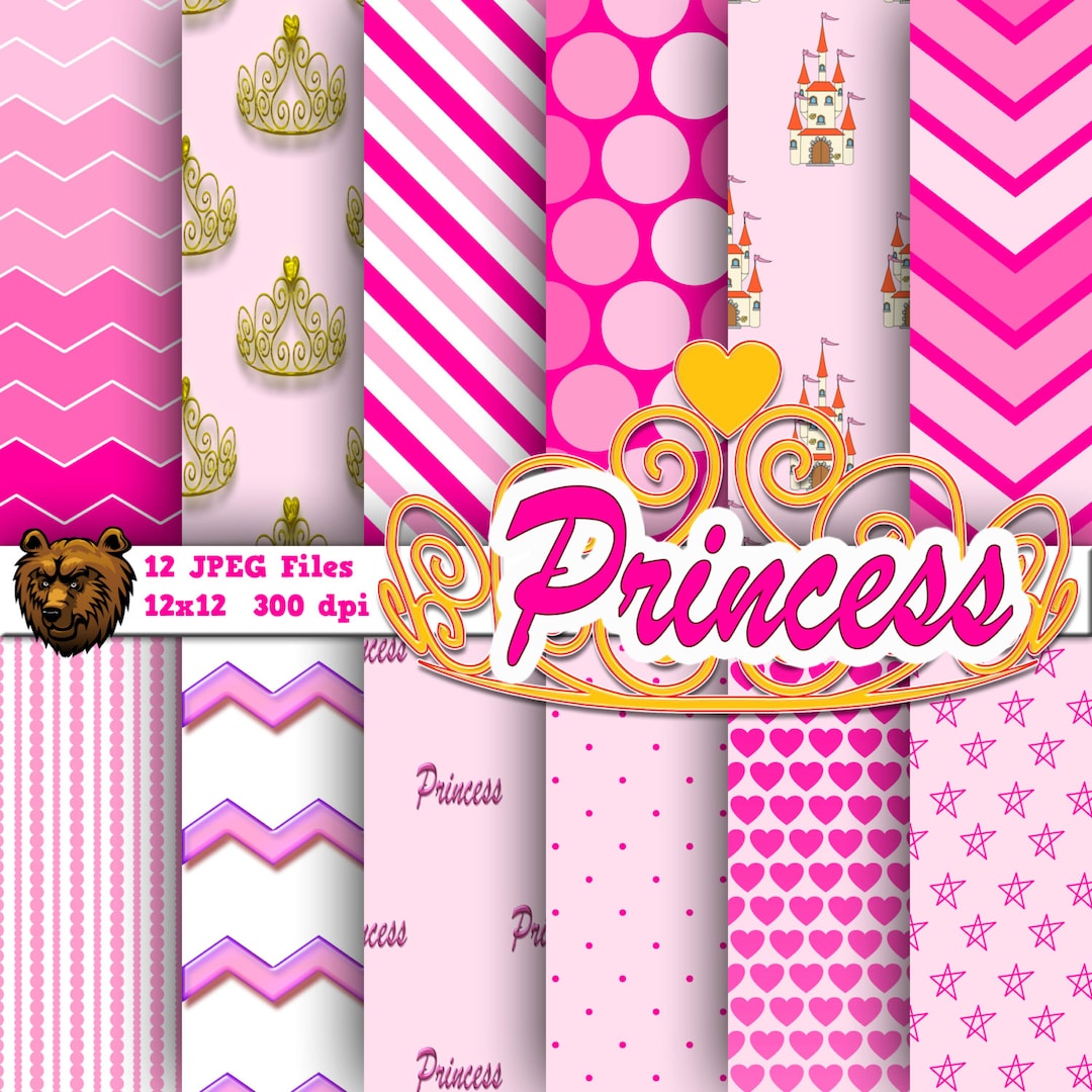 Princess Digital Paper, Princess Background, Princess Scrapbook Paper ...