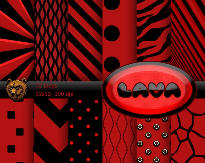 Watercolor Black and Red Digital Papers, Abstract Digital Backgrounds ...