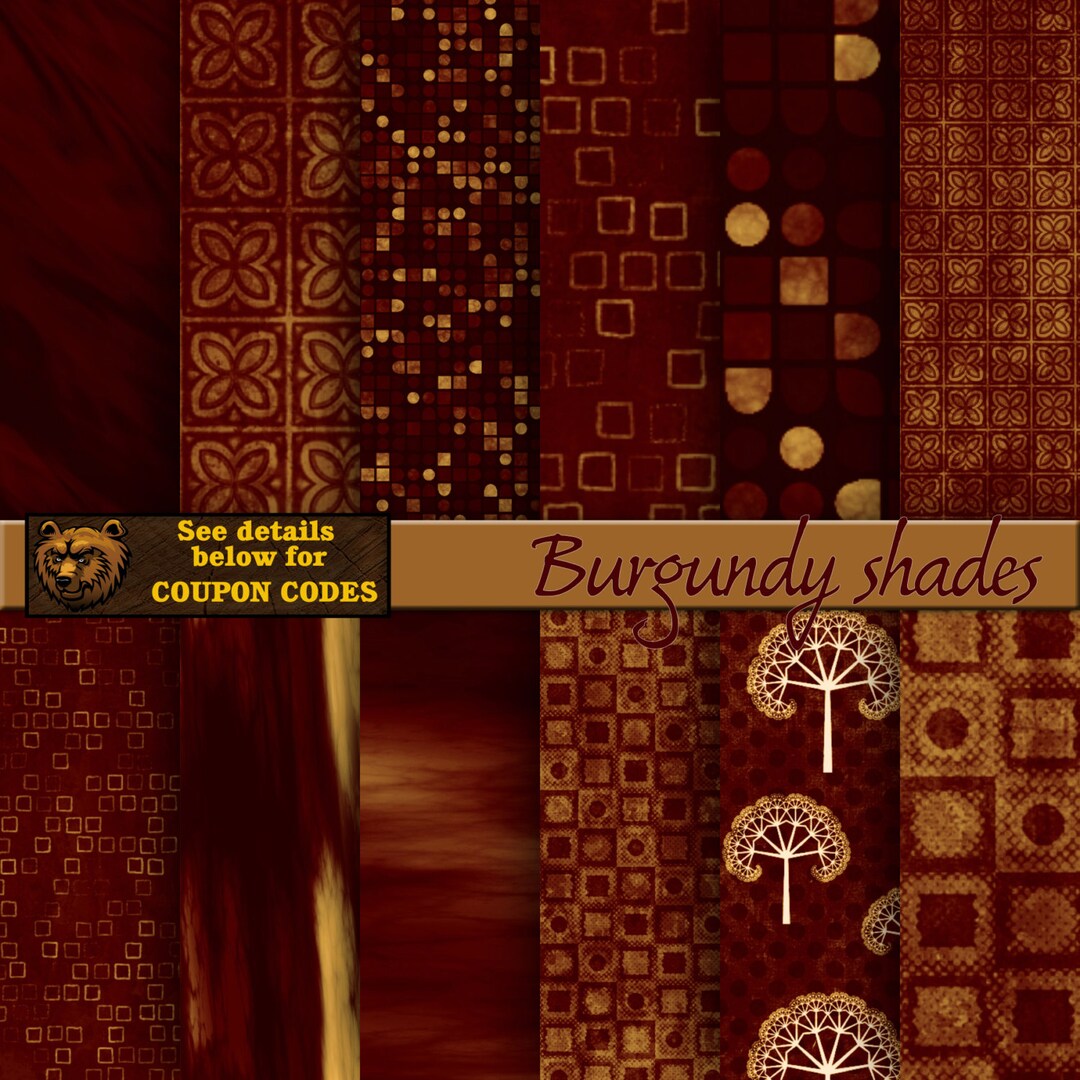 Burgundy Digital Paper, Burgundy Scrapbook, Background - Etsy