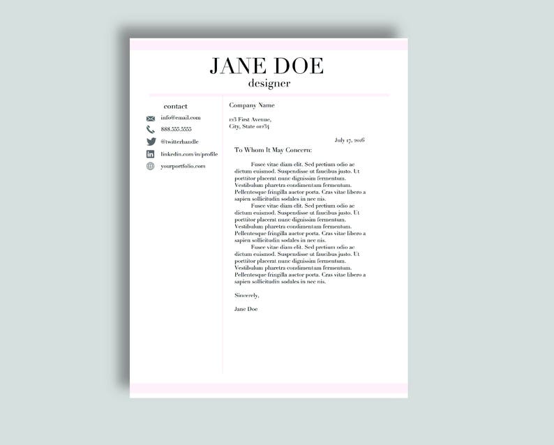 Resume Template Light Pink Design, Creative Resume Template Word ...