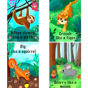 DIGITAL DOWNLOAD. Animal Action Cards 2. Printable Pdf and Jpg Files ...