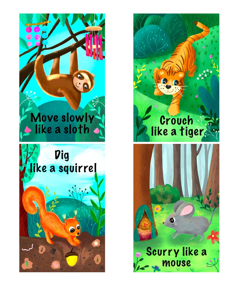 DIGITAL DOWNLOAD. Animal Action Cards 2. Printable Pdf and Jpg Files ...