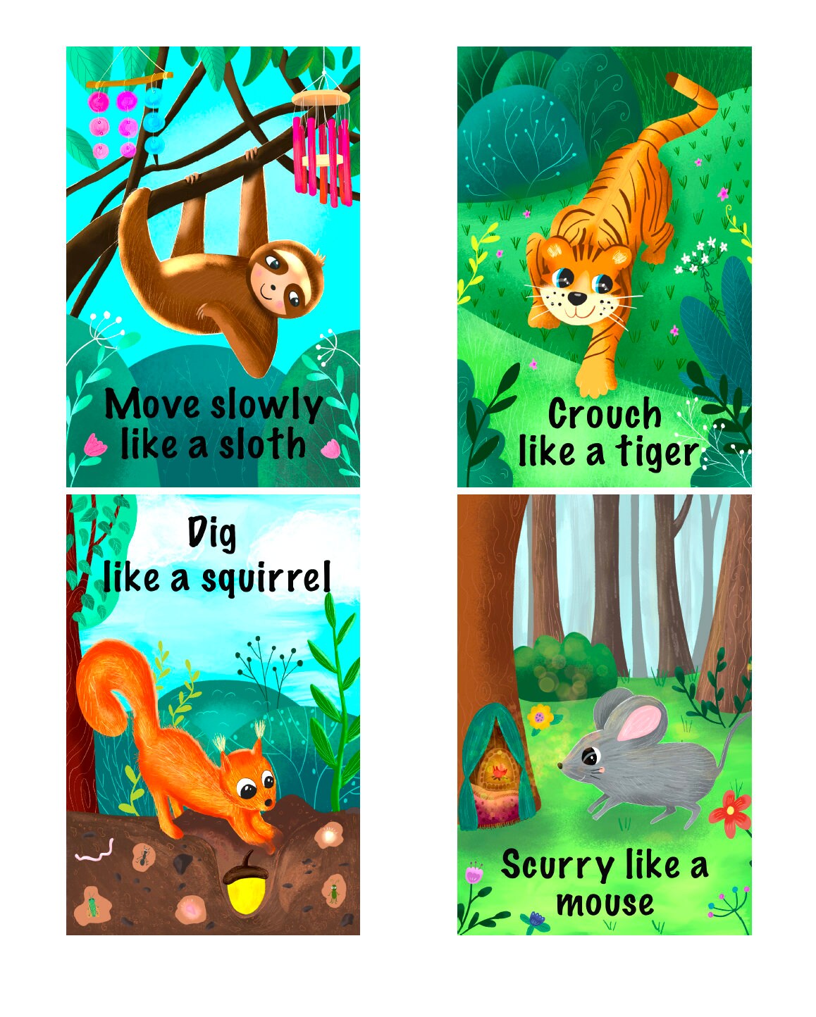 DIGITAL DOWNLOAD. Animal Action Cards 2. Printable Pdf and Jpg Files ...