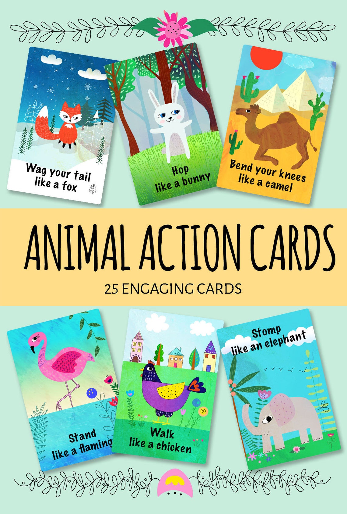 PRINTED VERSION. Animal Action Cards. 25 Cards. 4x6. | Etsy