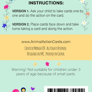 PRINTED VERSION. Animal Action Cards. 25 Cards. 4x6". Action Cards for ...