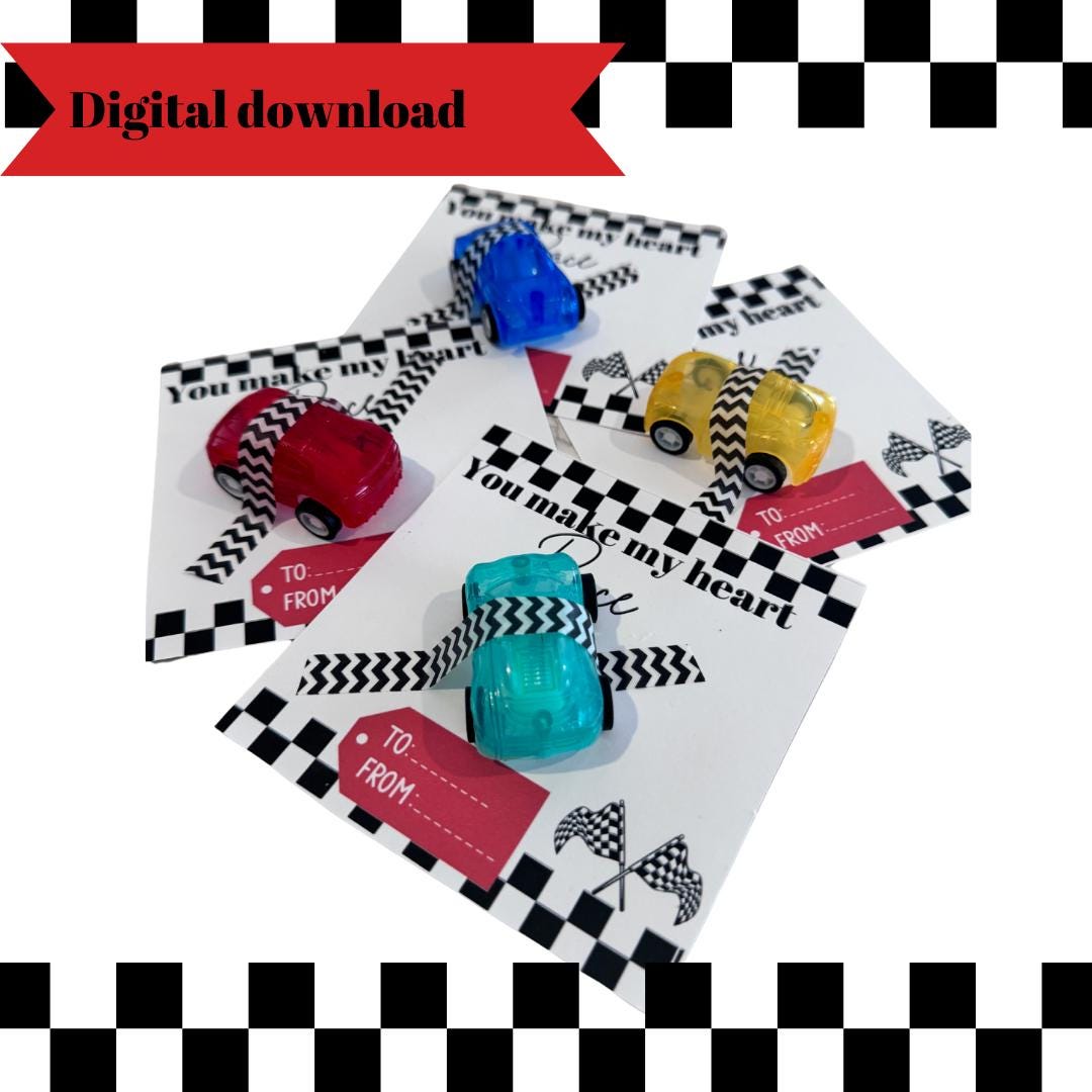 Printable Kids Car-themed Valentine’s Day Card Template – Fun & Cute ...