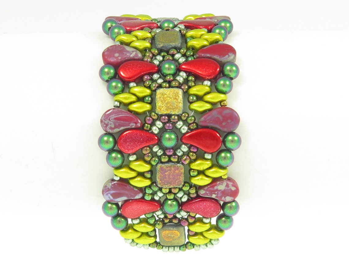 Fireflies Bracelet beading Tutorial Superduo Paisley Duo | Etsy