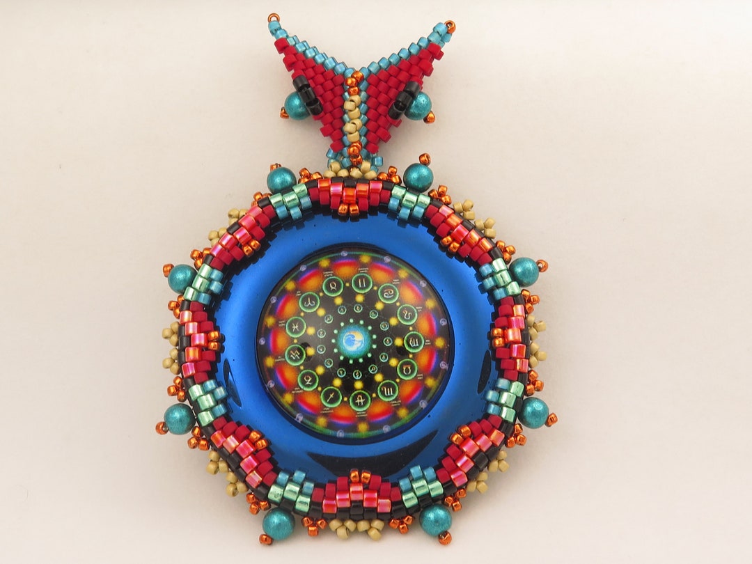 Mandala Pendant - Beading Tutorial - Cabochon Delica and Seed Beads ...