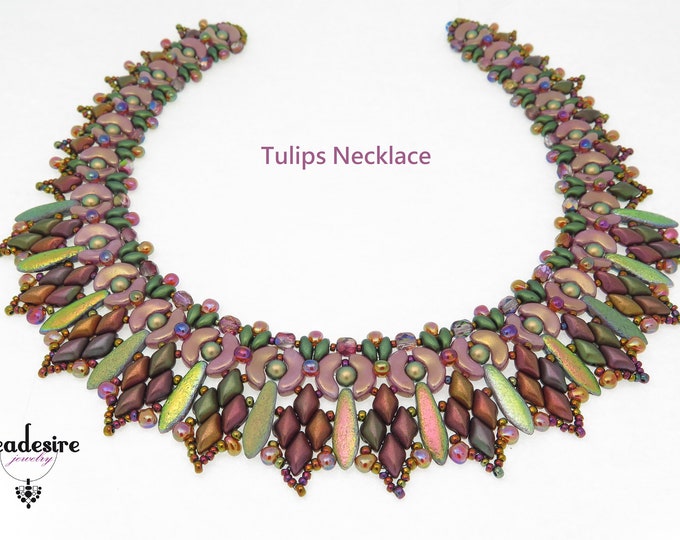 Tulips Necklace beading Tutorial 2 Hole Daggers Gemduo - Etsy