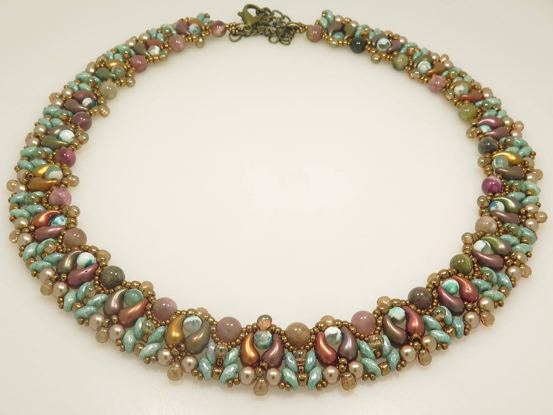 Marbles Necklace -beading Tutorial - Zoliduo Pearls Super Duo Drops - Beading Pattern - Beaded ...