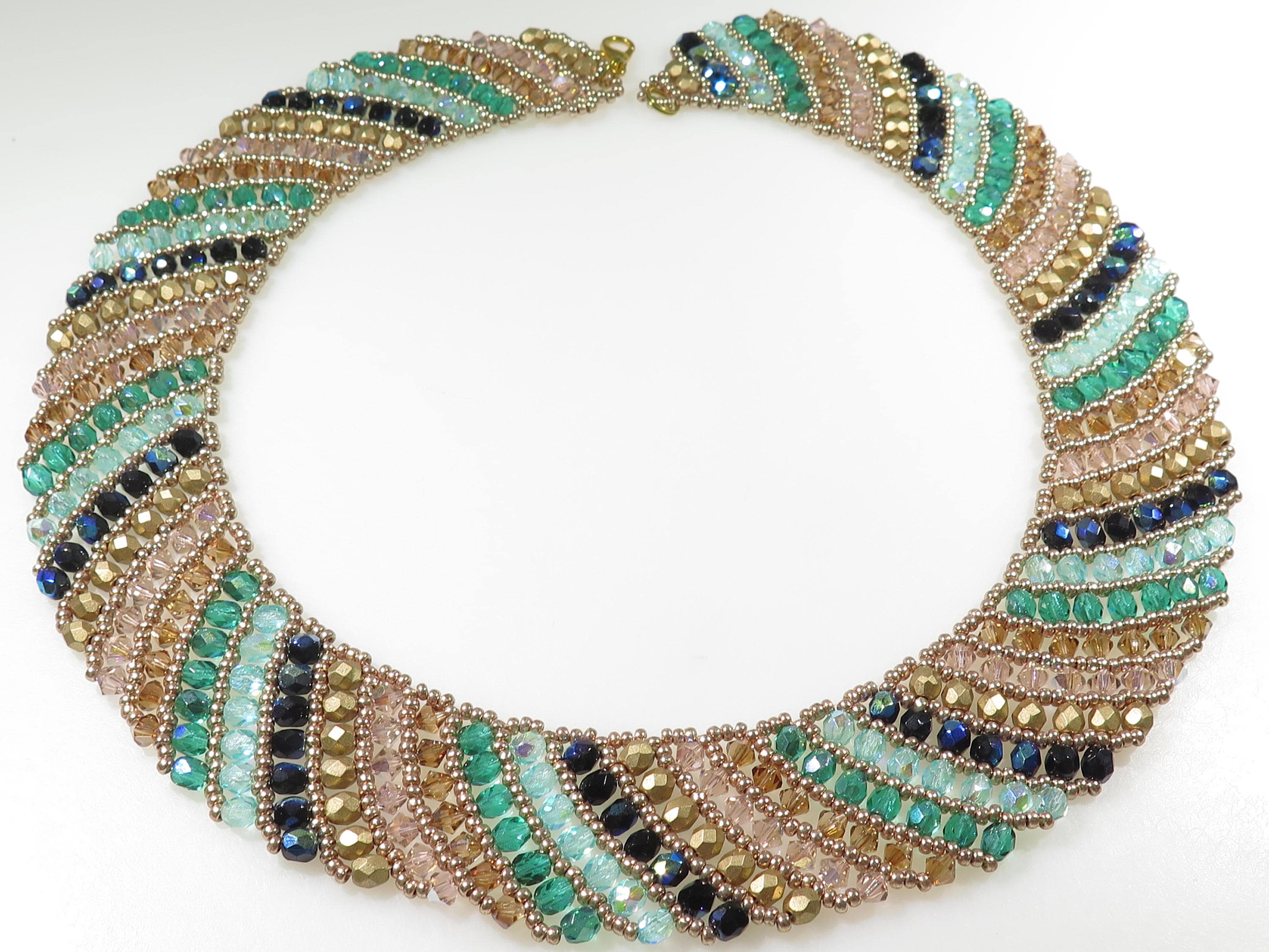 Swirl Necklace Beading Tutorial - Netting Swarovski Fire Polish Crystal ...