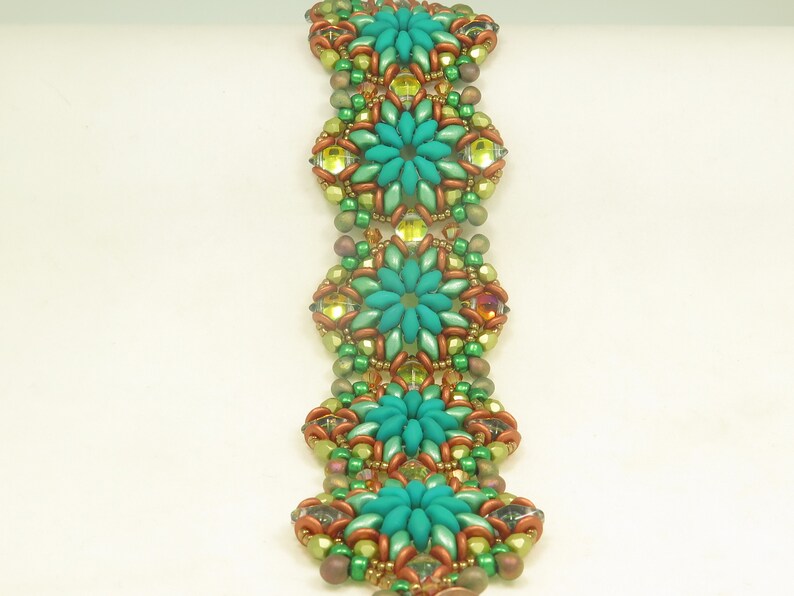 Lantana Bracelet beading Tutorial Superduo Gemduo O Beads - Etsy
