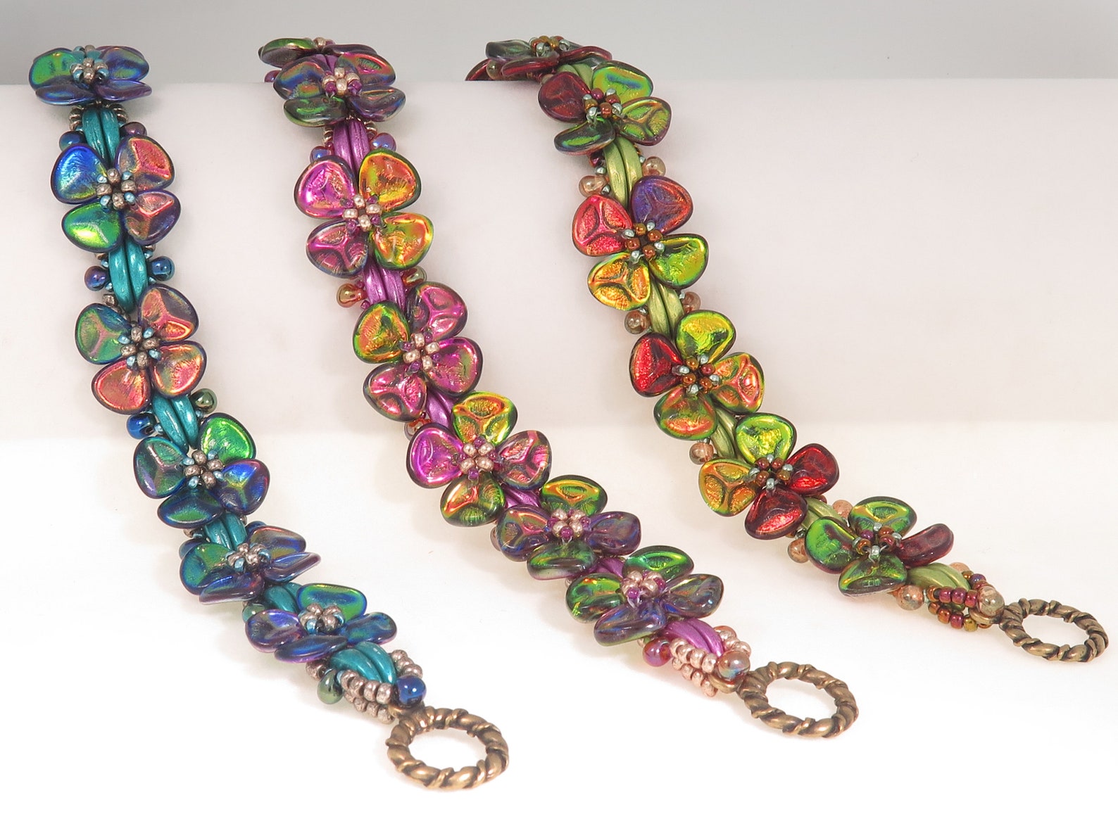 Violets Bracelet or Necklace - Beading Tutorial - Crescent Rose Petals ...