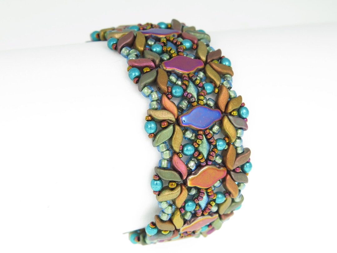 Roots Bracelet - Beading Tutorial - Navette, Stormduo, Gemduo, Rounds ...