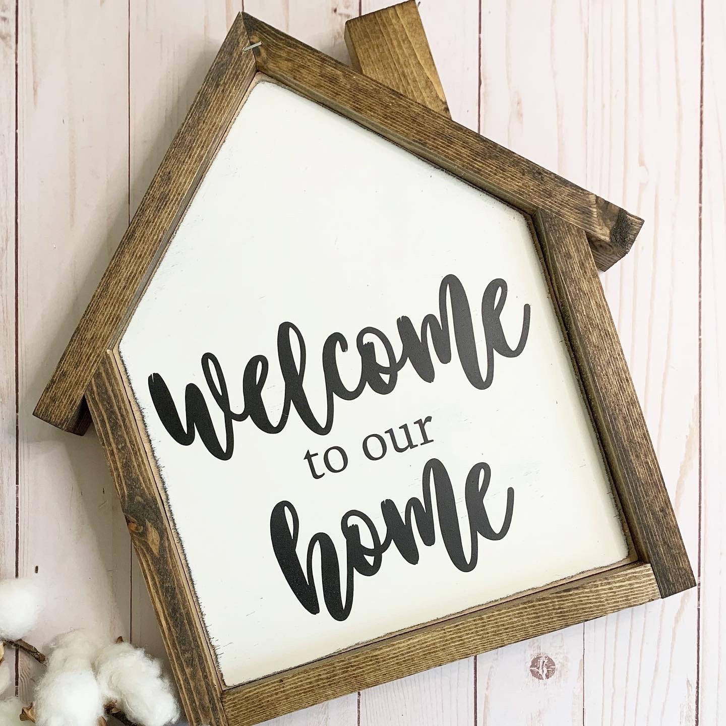 Welcome To Our Home House Shaped Framed Wooden Farmhouse Style | Etsy
