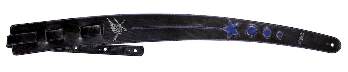 Handcrafted Leather Guitar Strap, Space Themed Strap, Brown and Blue ...
