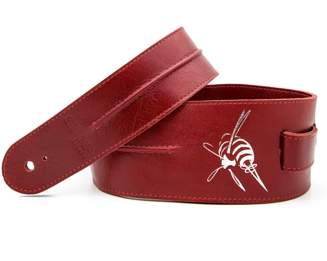 Red Leather Guitar Strap, Monogrammed Guitar Strap - the BACKBONE - Etsy