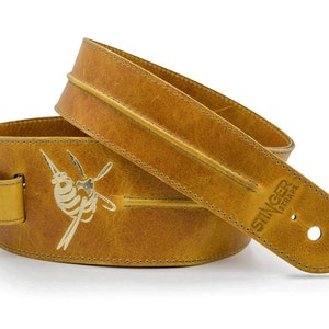 Yellow Leather Guitar Strap, Custom Guitar Strap, Mustard Yellow Strap ...