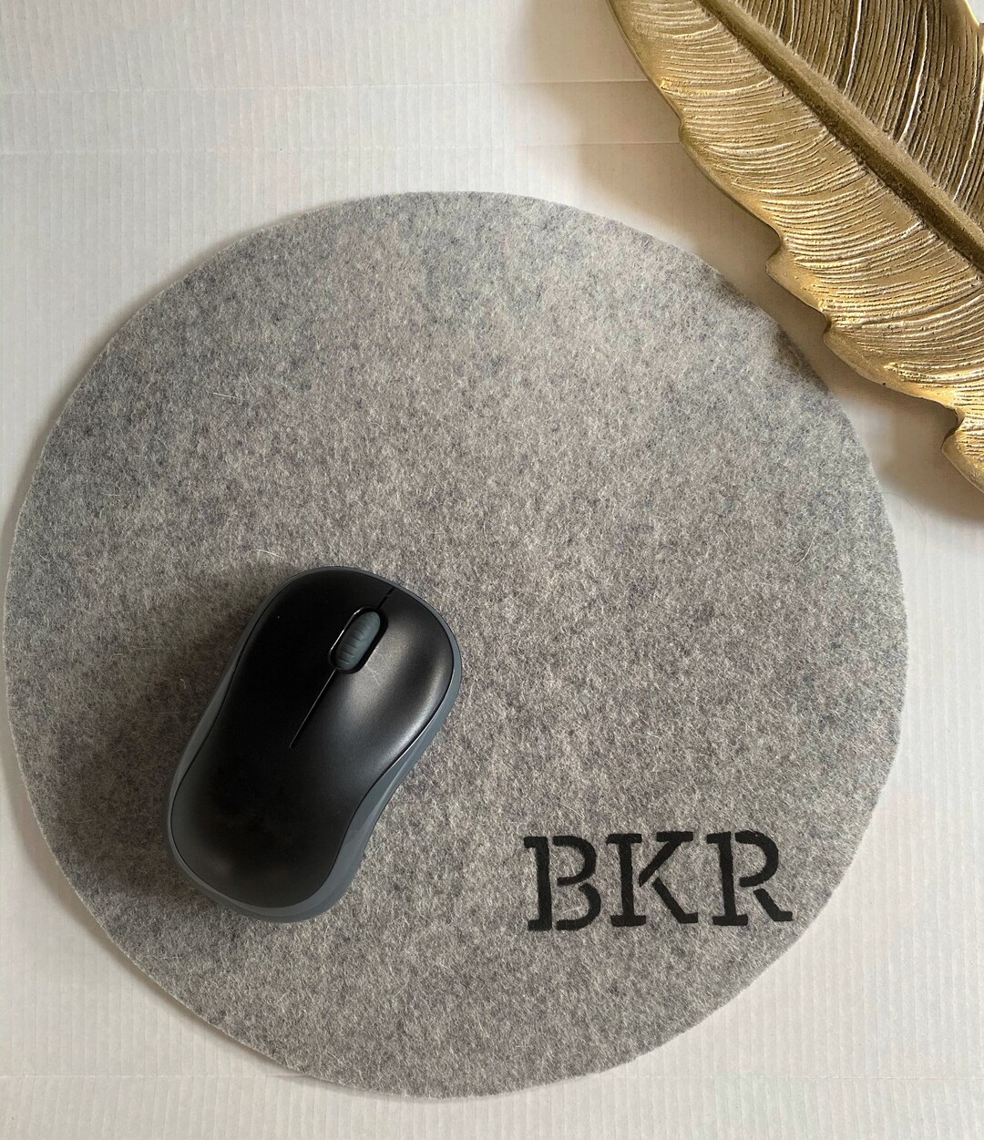 Monogram Wool Felt Desk Mousepad- 10” Round Felt Mouse Pad ...