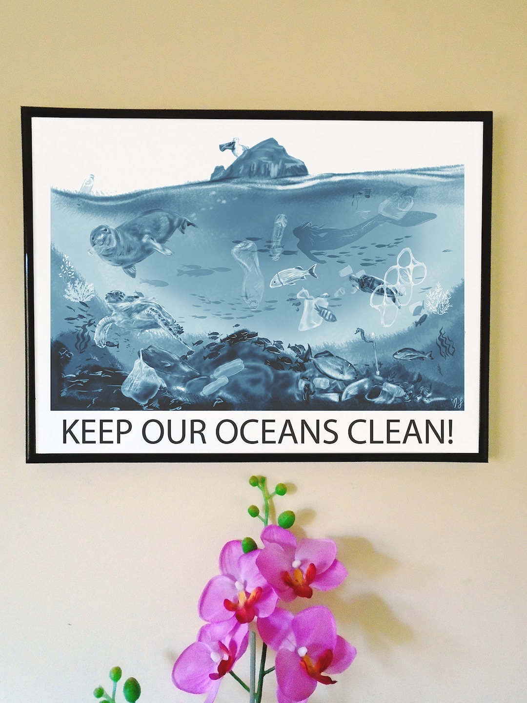 Keep Our Oceans Clean Art Print - Etsy