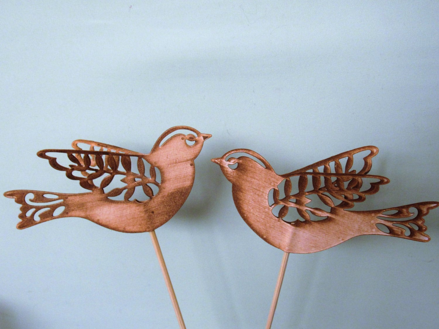 Set of Two Cardstock Lace Birds in Wood Grain Finish - Wedding Cake ...