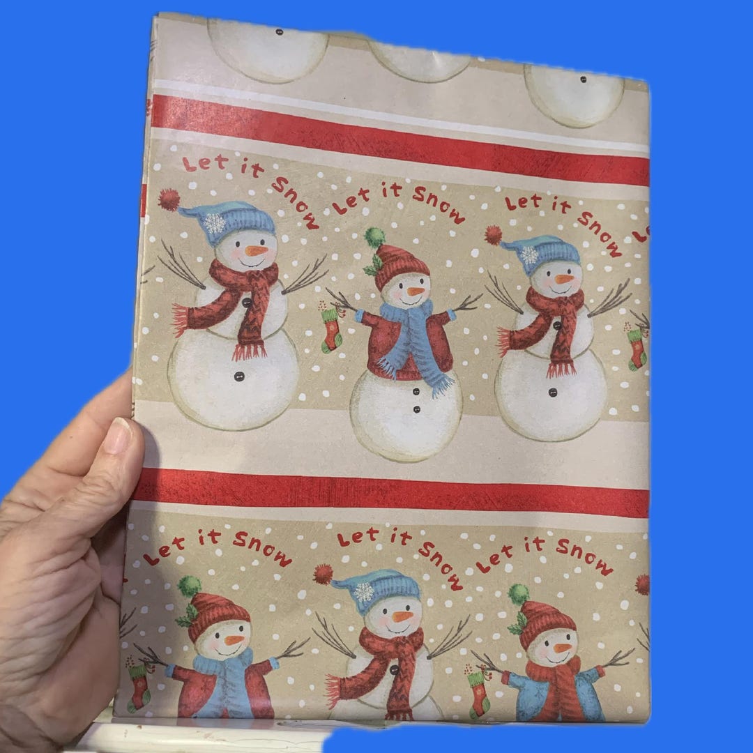 Christmas Wrapping Paper, Snowmen Asking for Snow Dressed in Winter ...