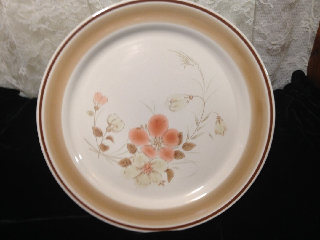 Stoneware Dinner Plate Watercolors Hearthside Japan Floral Brown Rim - Etsy