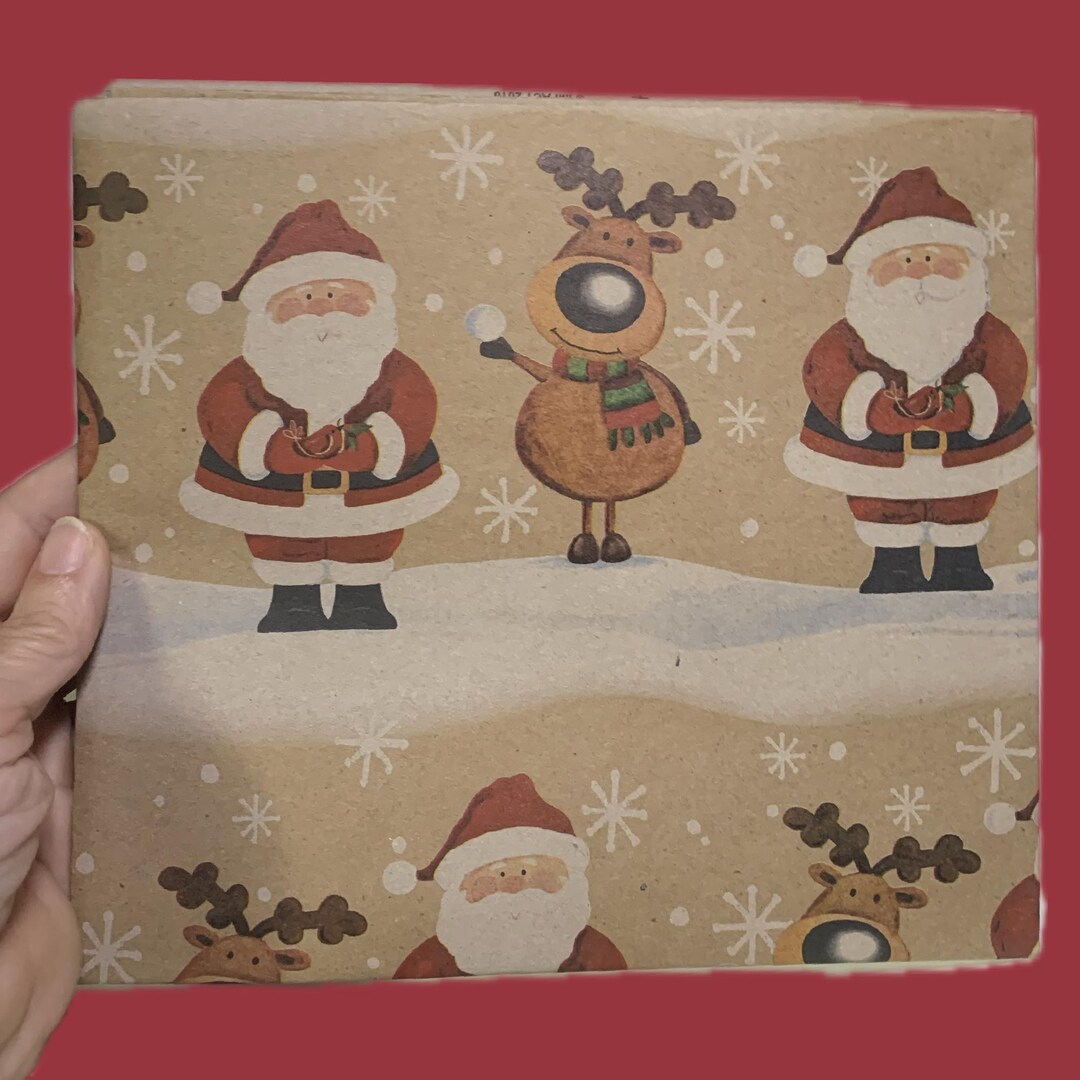 Cute Christmas Paper, Santa and Reindeer, Snowballs and Snowflakes ...