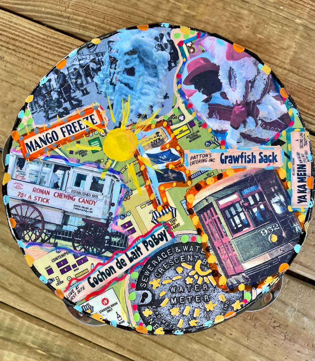 New Orleans Jazz Fest Themed Tamborine- Small - Etsy