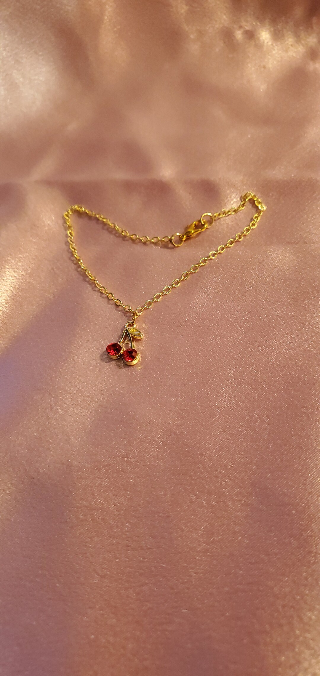 Cherry Bomb Charm Gold Anklet Fun Y2k - Etsy