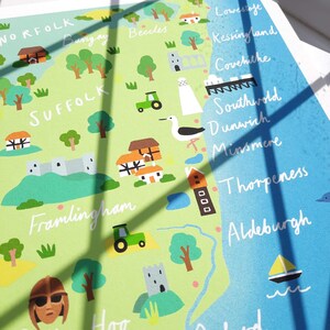 Suffolk Map A4 Illustrated Giclee Print - Etsy