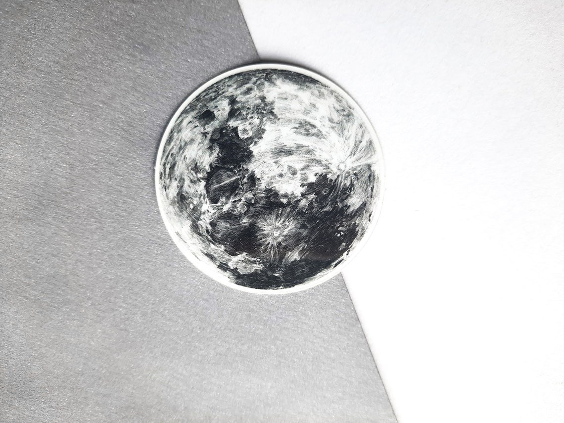 Moon Sticker 5x5cm Illustrated Vinyl Sticker | Etsy