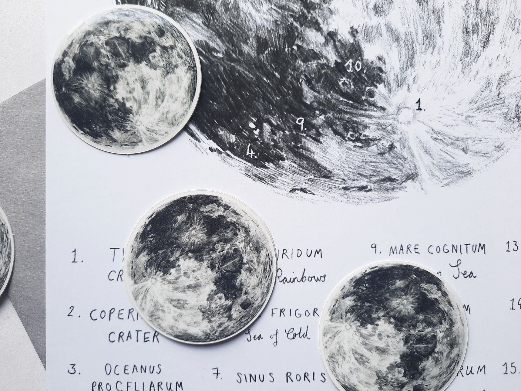 Moon Sticker 5x5cm Illustrated Vinyl Sticker | Etsy