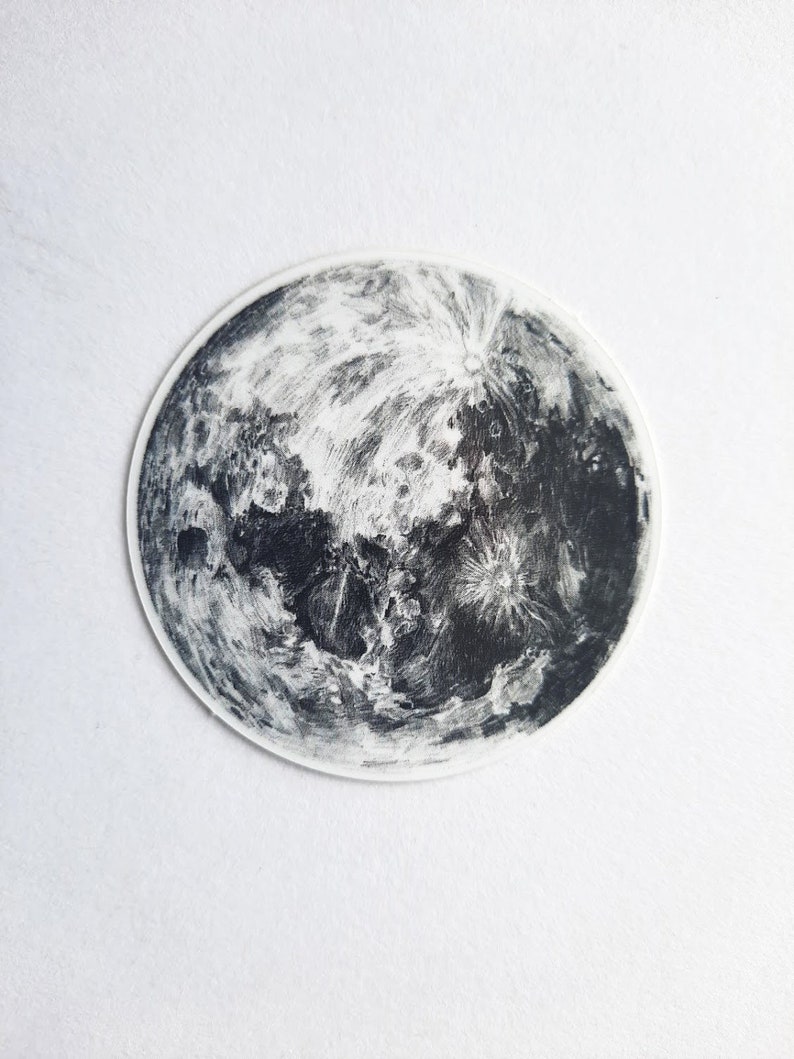 Moon Sticker 5x5cm Illustrated Vinyl Sticker | Etsy